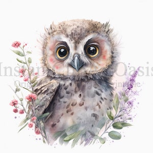 Floral Owls Clipart, 10 High Quality Jpgs, Nursery Art, Digital Planner ...