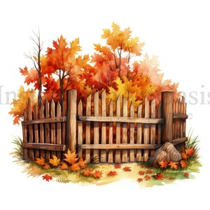 Autumn Fences Clipart, 10 High Quality Jpgs, Nursery Art, Instant ...