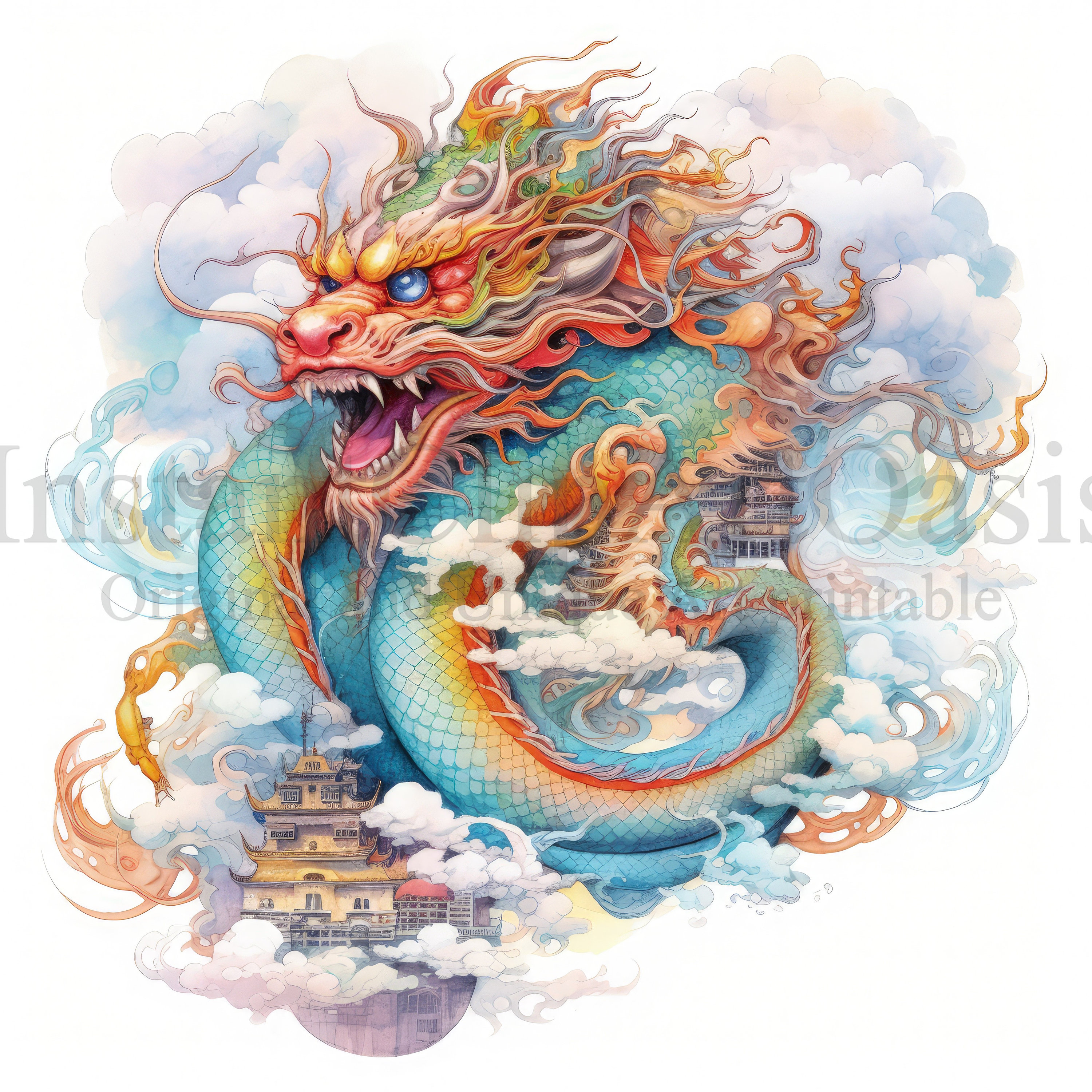 Chinese Dragons Clipart, 8 High Quality Jpgs, Fantasy Dragon, Instant ...