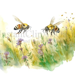 Buzzing Bees Clipart, 10 High Quality Jpgs, Digital Download, Card ...