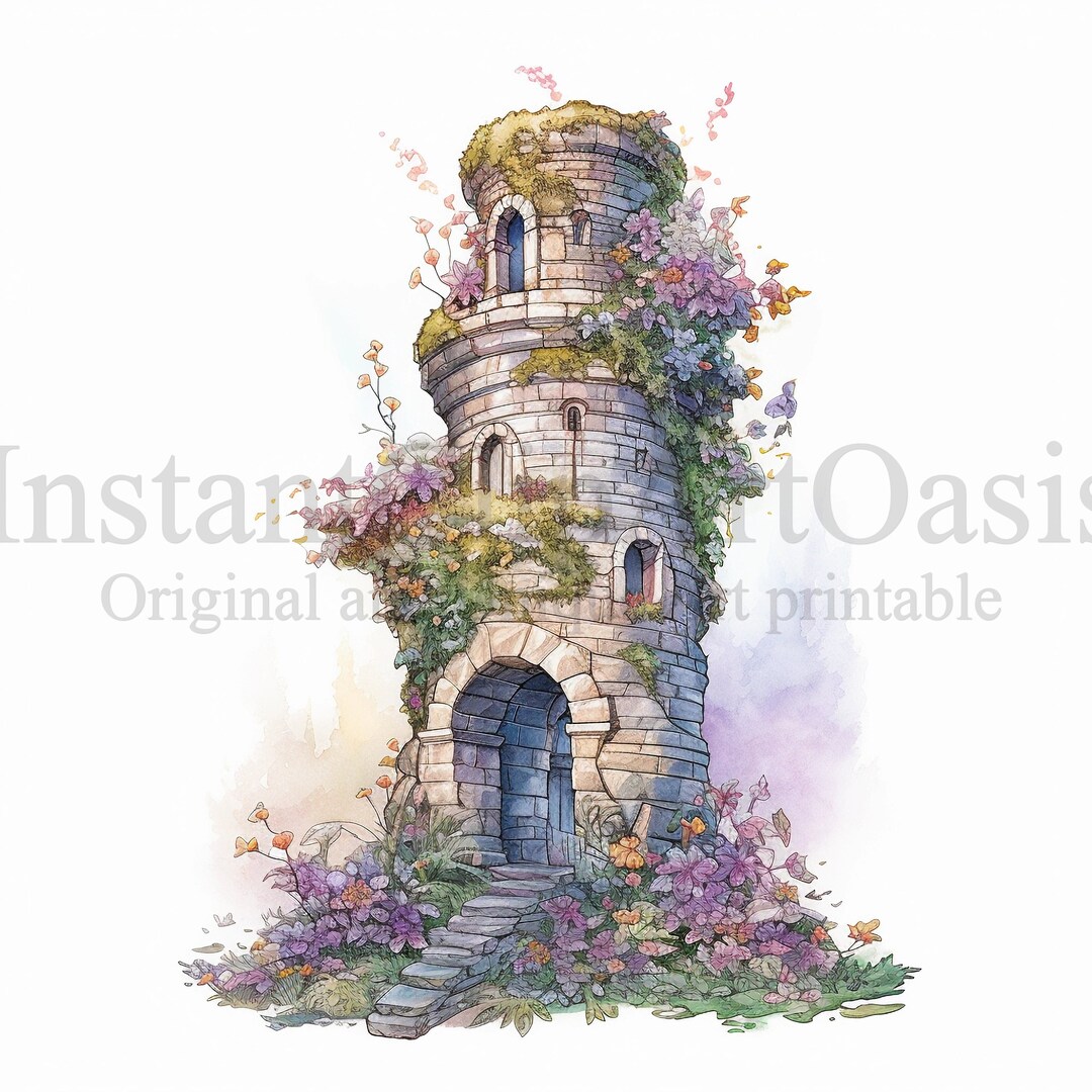 Fairy Towers Set 2 Clipart, 10 High Quality Jpgs, Nursery Art, Digital ...
