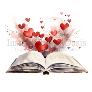 Books & Hearts Clipart, 10 High Quality Pngs, Digital Planners, Junk ...