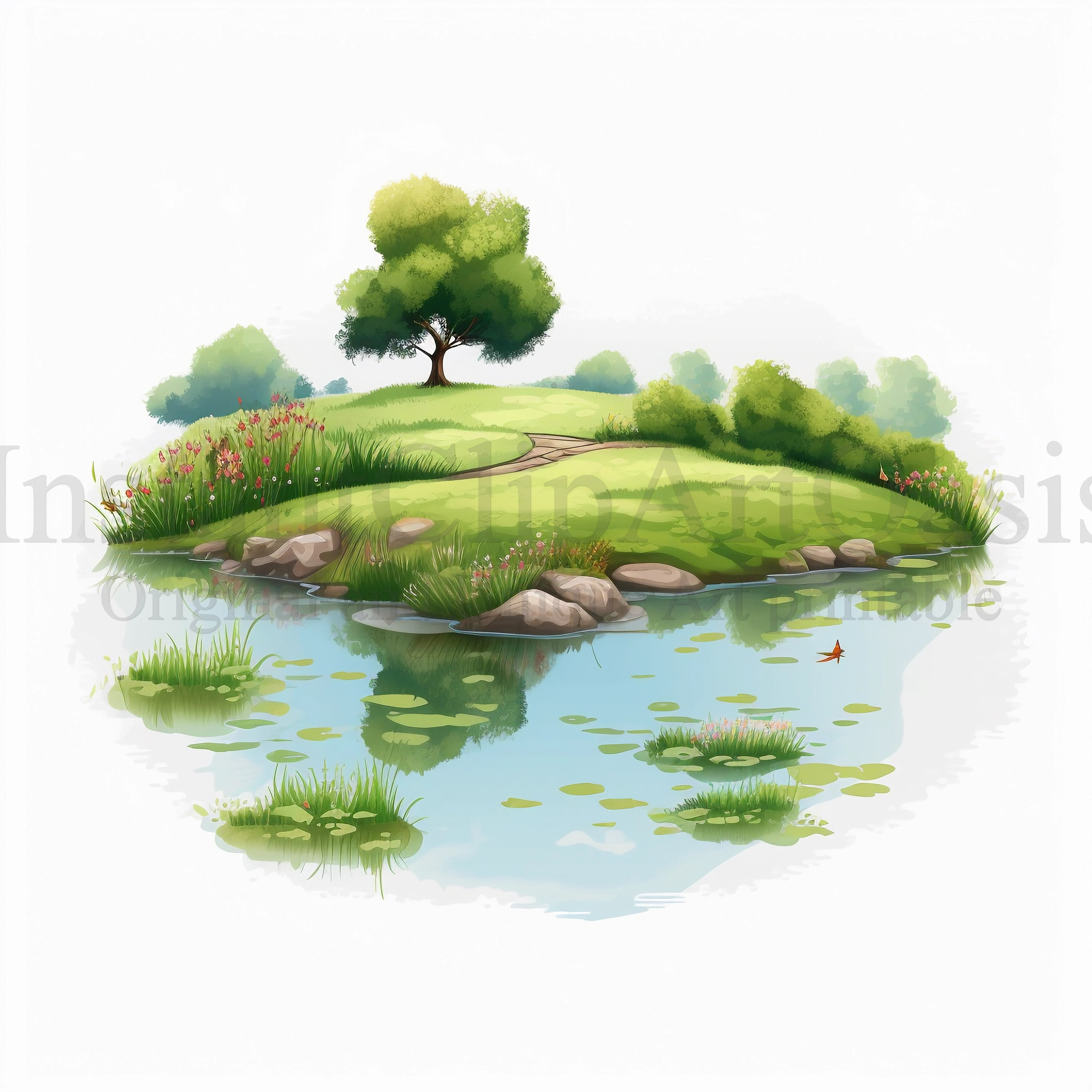 Country Ponds Clipart 10 High Quality Jpgs Watercolor Art - Etsy Canada