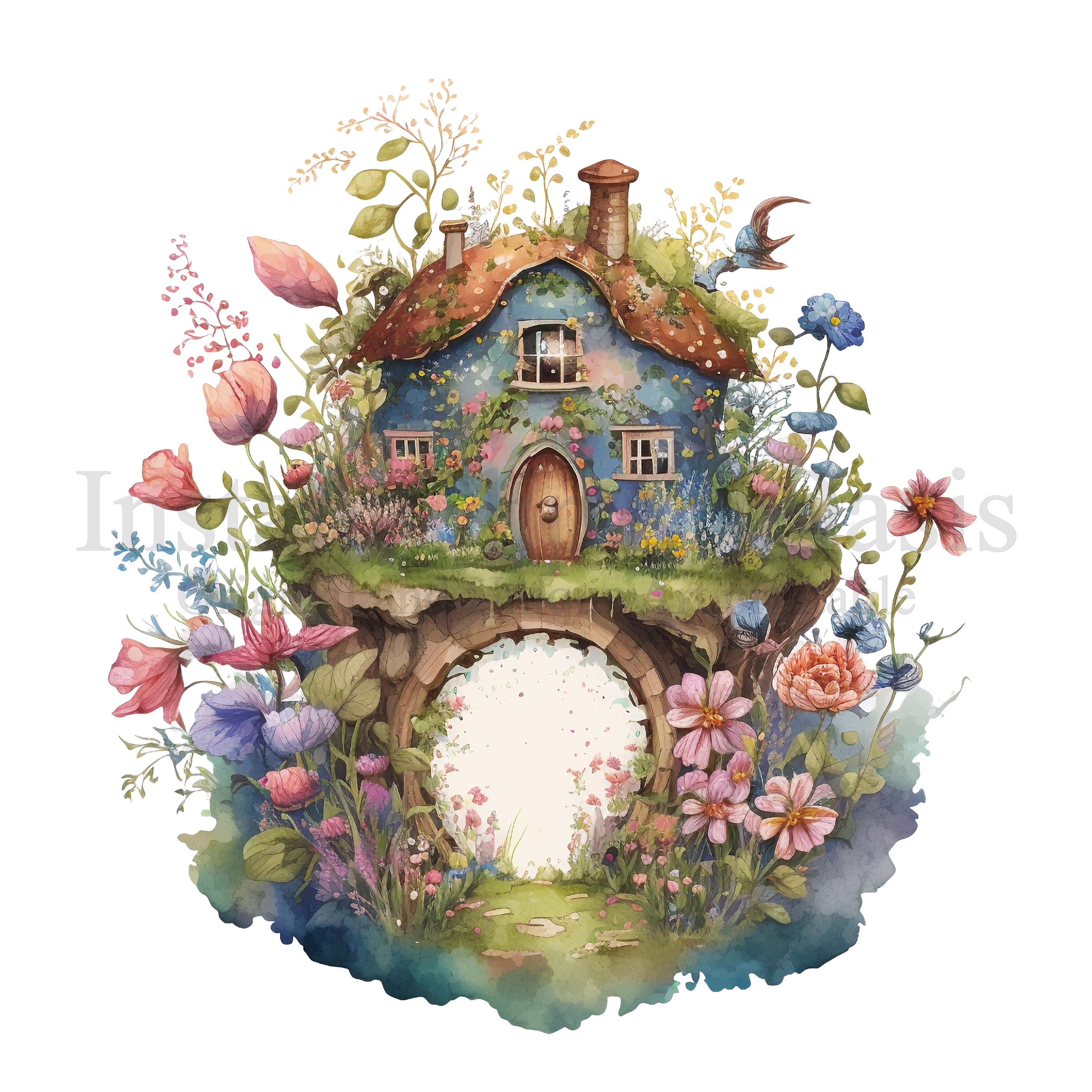 Little Fairy House Clipart, 10 High Quality Pngs, Nursery Art, Digital ...