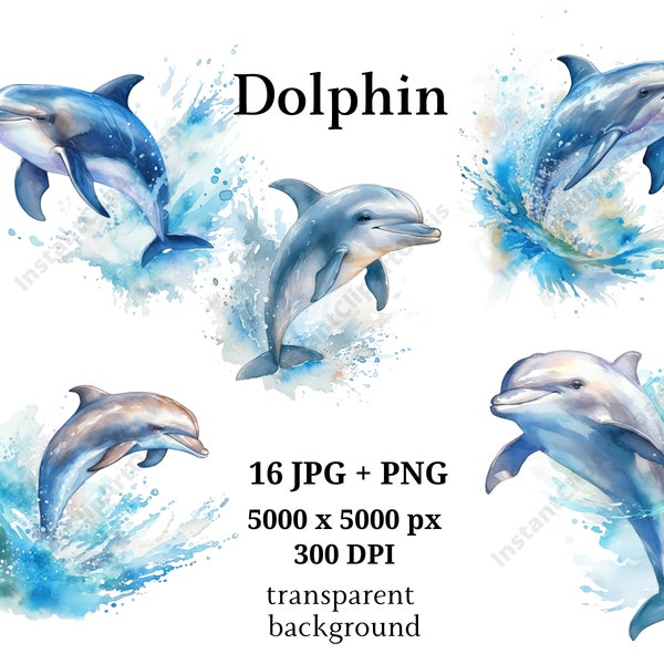 Dolphin Clipart - Etsy