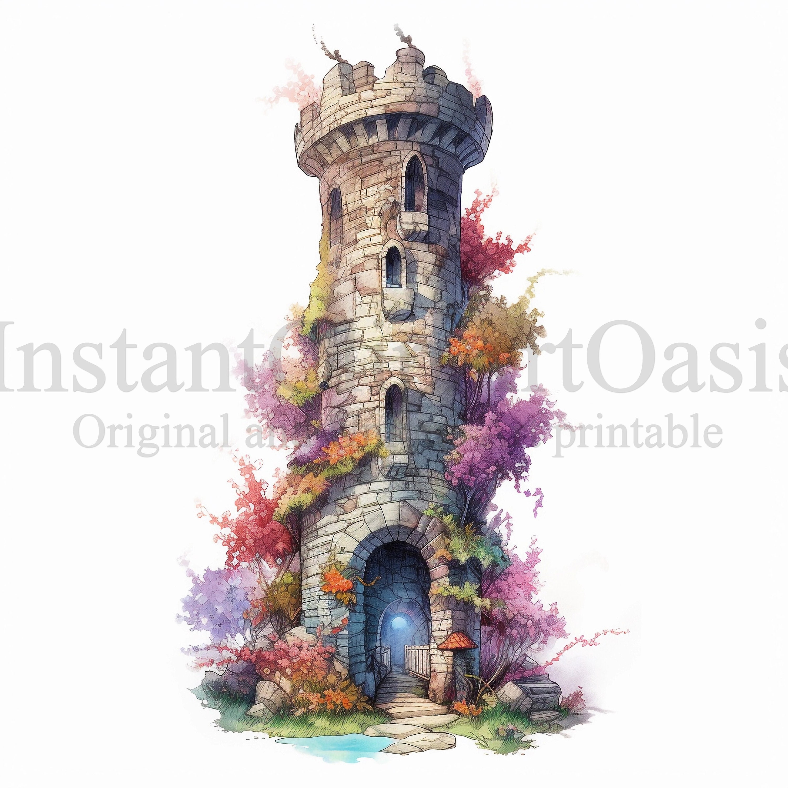 Fairy Towers Set 2 Clipart, 10 High Quality Jpgs, Nursery Art, Digital ...