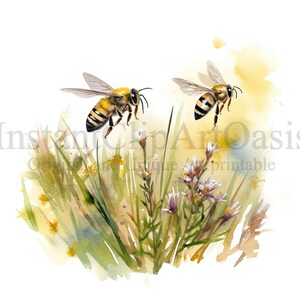 Buzzing Bees Clipart, 10 High Quality Jpgs, Digital Download, Card ...