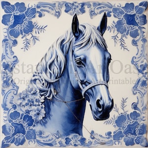 Blue Delft Horse Clipart - 10 High Quality Jpgs, Dutch Tile, Vintage ...