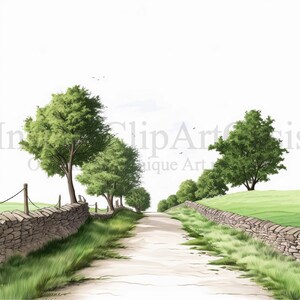 Country Lanes Clipart, 10 High Quality Jpgs, Watercolor Art, Digital ...