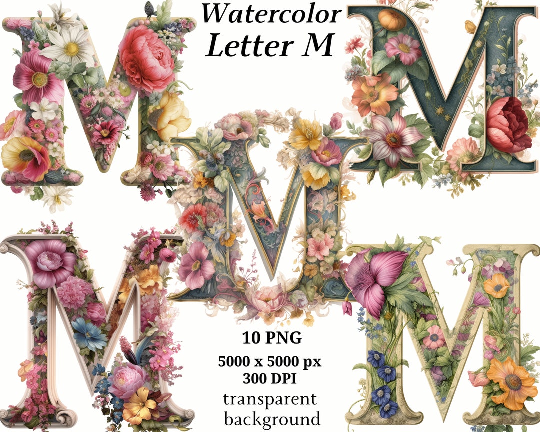 Letter M Clipart, 10 High Quality Pngs, Nursery Art, Instant Digital ...