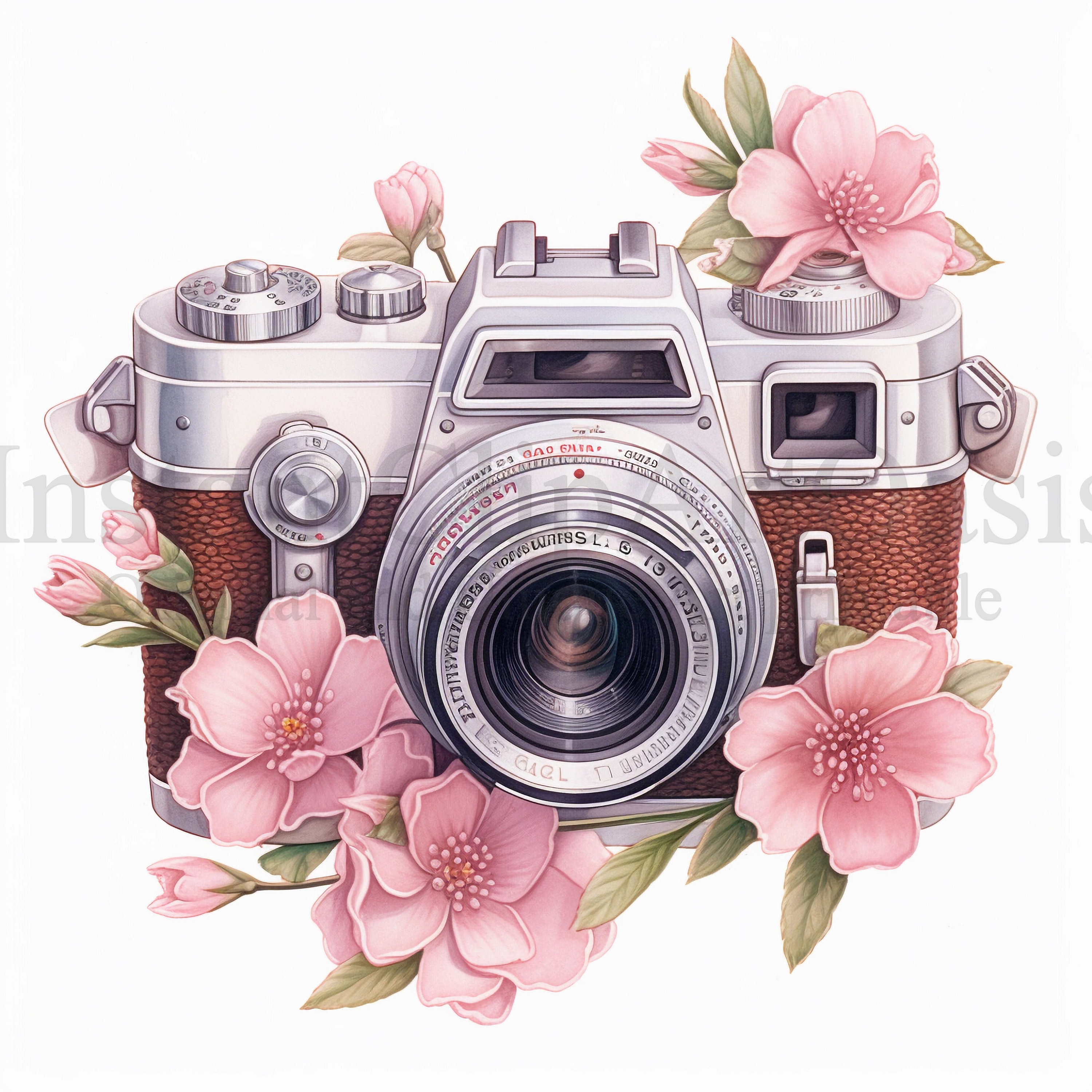 Floral Cameras Clipart, 8 High Quality Jpgs, Art, Instant Digital ...