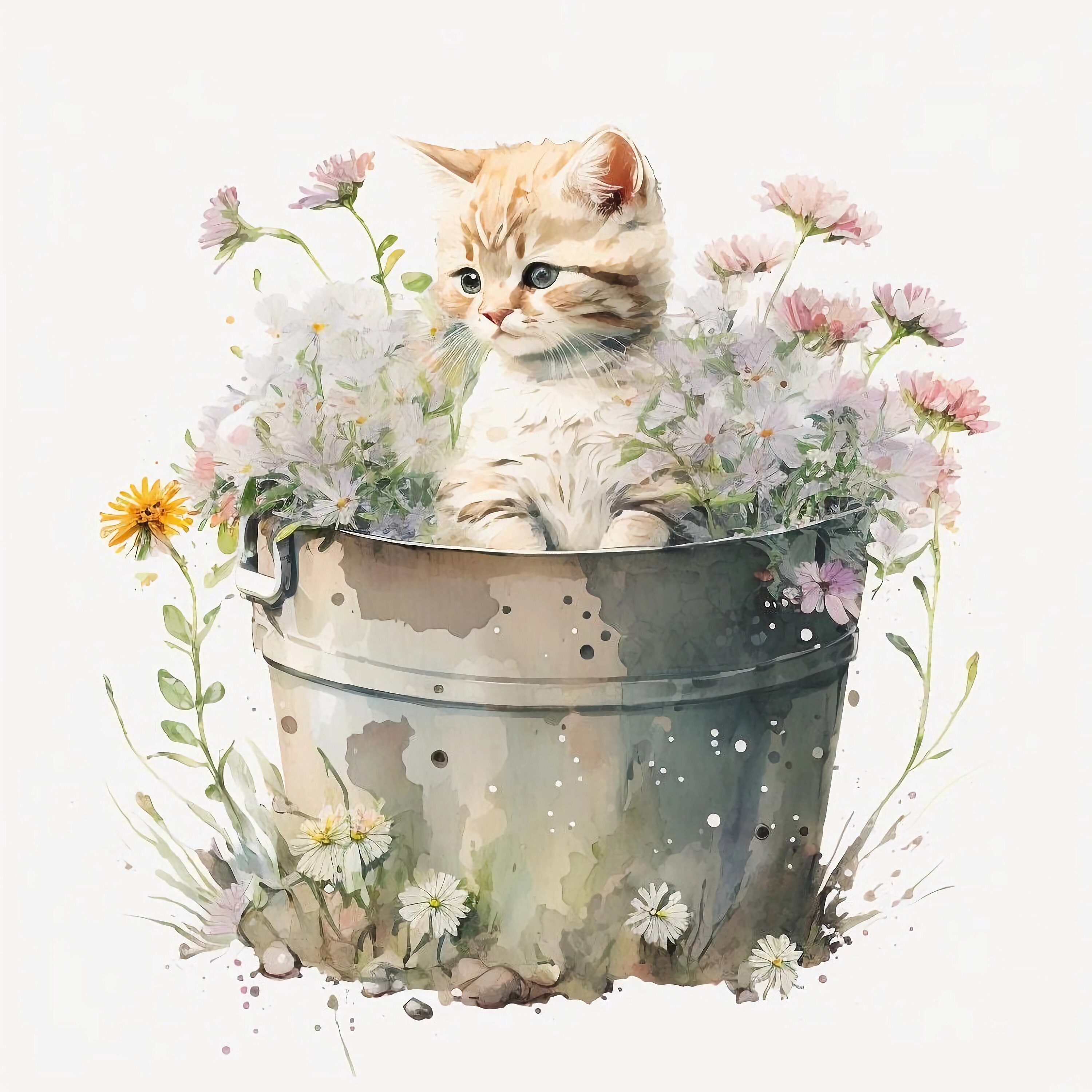 Cats in a Bucket Clipart 9 High Quality Jpgs Digital - Etsy Australia