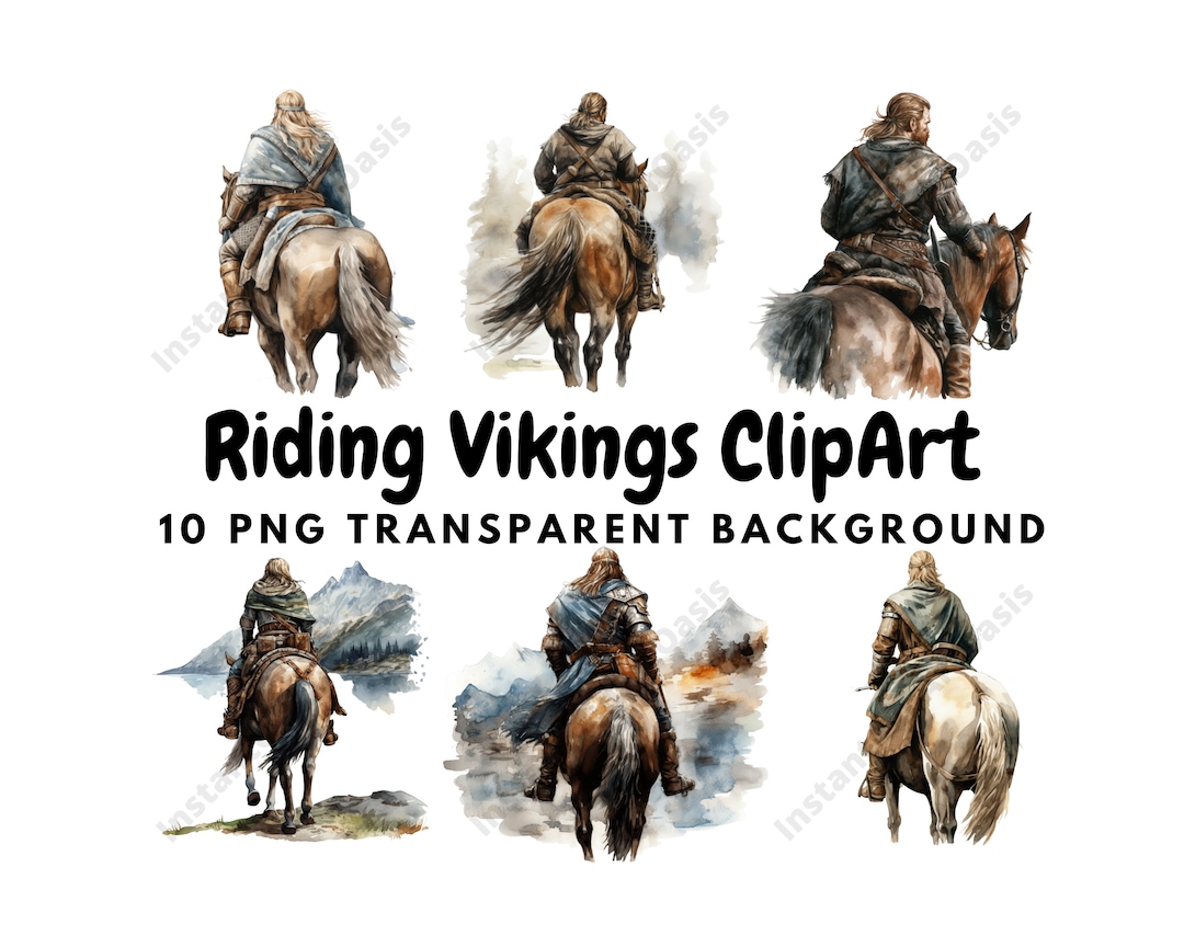 Riding Vikings Clipart, 10 High Quality Pngs, Viking Clipart, Instant ...