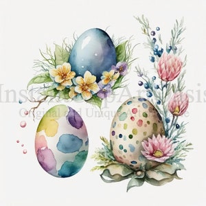 Floral Easter Eggs Clipart, 10 High Quality Jpgs, Easter Eggs Clipart ...
