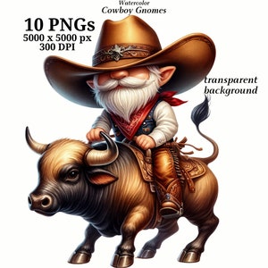 Cowboy Gnomes Clipart, 10 High Quality Pngs, Nursery Art, Digital ...