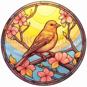 Stained Glass Canary, 10 High Quality Jpgs, Stained Glass, Digital ...