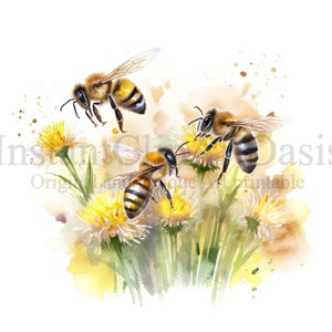 Buzzing Bees Clipart, 10 High Quality Jpgs, Digital Download, Card ...