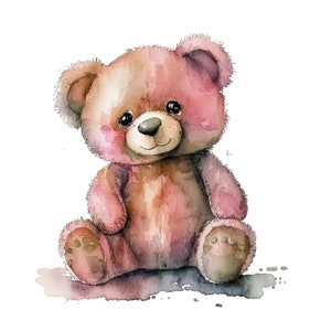 Pink Teddy Bear Clipart, 10 High Quality Pngs, Nursery Art, Digital ...