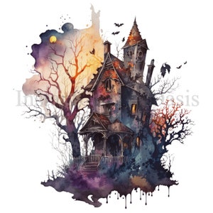 Haunted House Clipart, 10 High Quality Pngs, Halloween Clipart, Digital ...