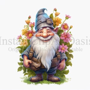 Gnome and Flowers Clipart, 10 High Quality Jpgs, Nursery Art, Digital ...