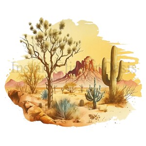 Desert Landscape Clipart 10 High Quality Pngs Watercolor - Etsy