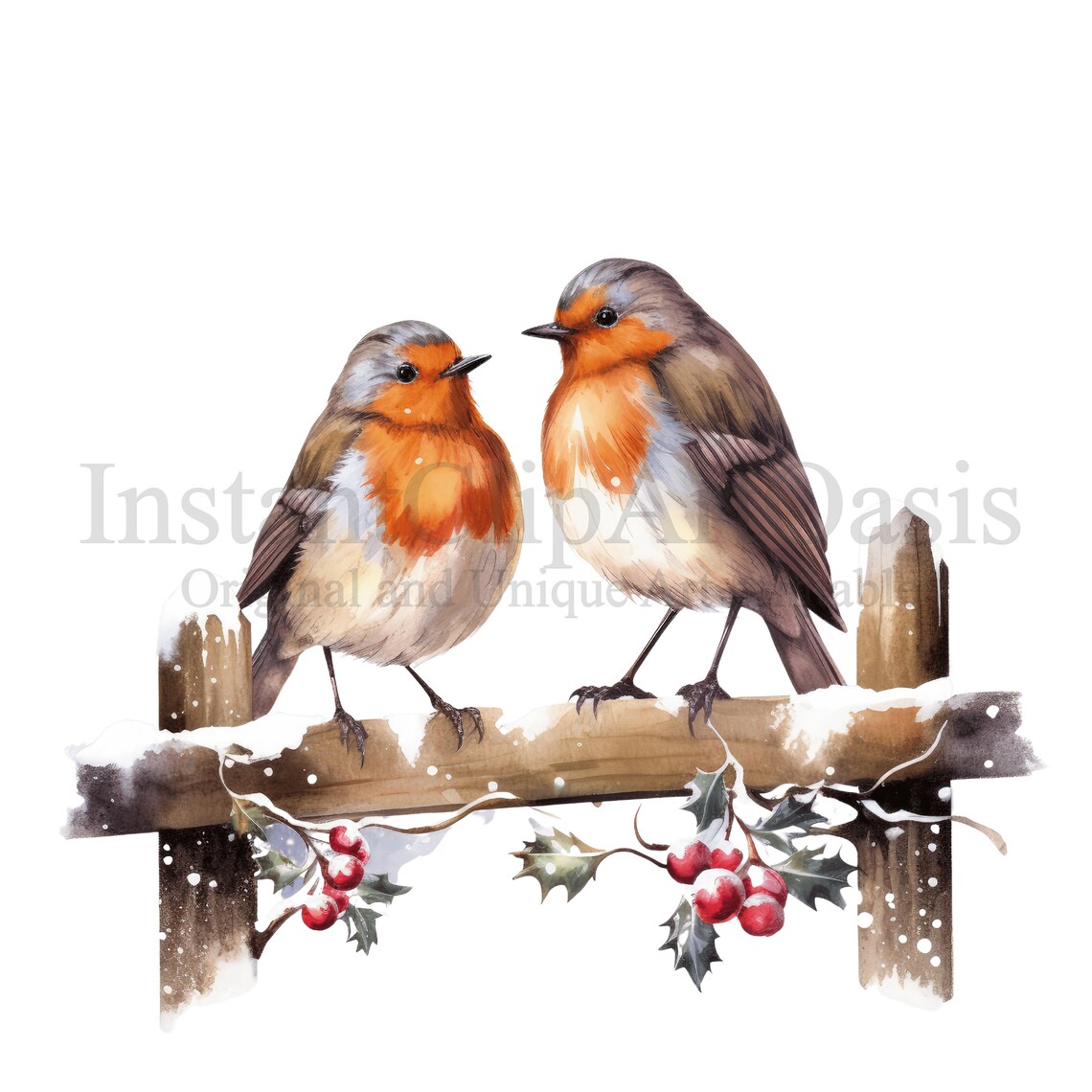 Winter Robins Clipart, 10 High Quality Pngs, Instant Digital Download ...