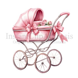 Pink Pram Clipart, 10 High Quality Pngs, Nursery Clipart, Digital ...