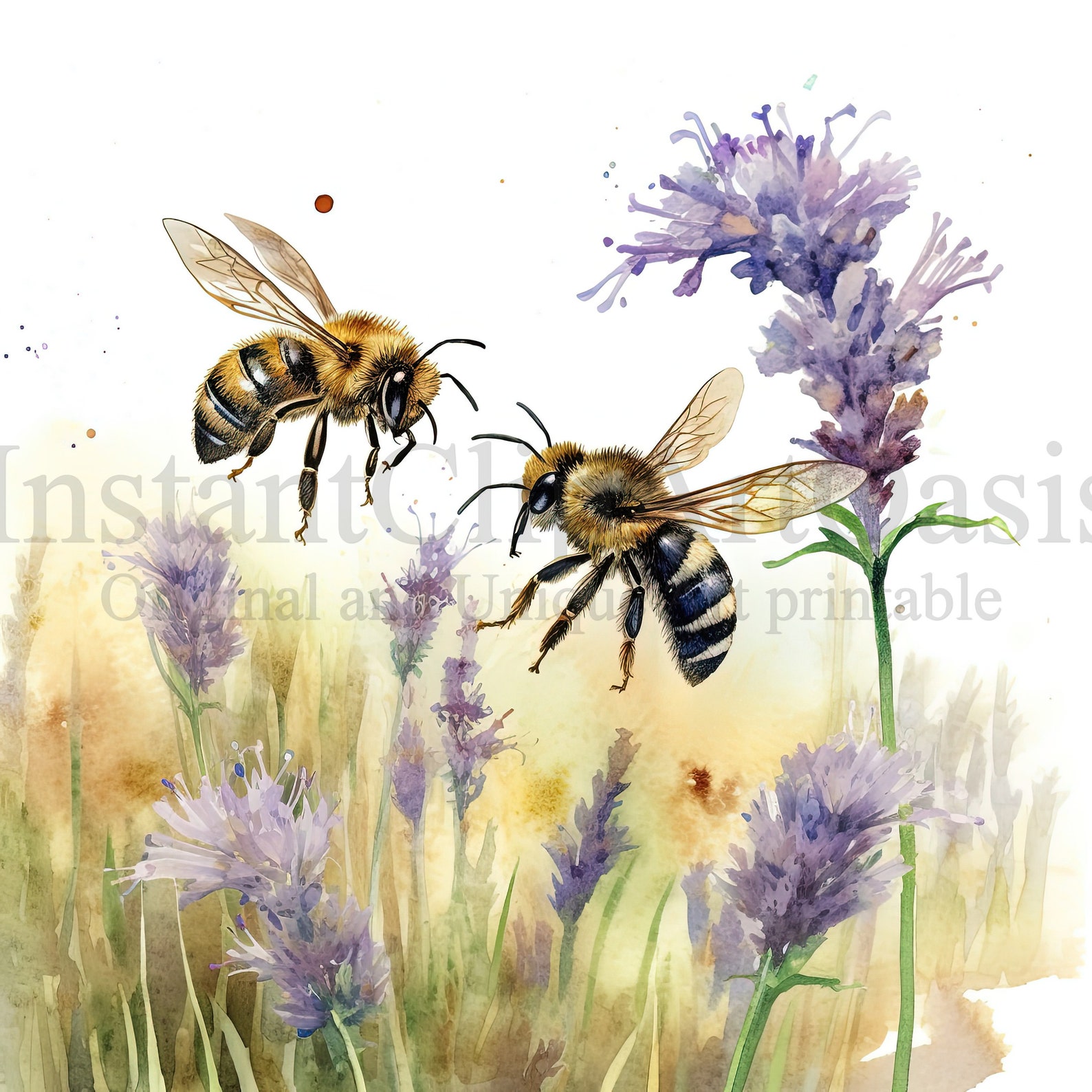 Buzzing Bees Clipart, 10 High Quality Jpgs, Digital Download, Card ...