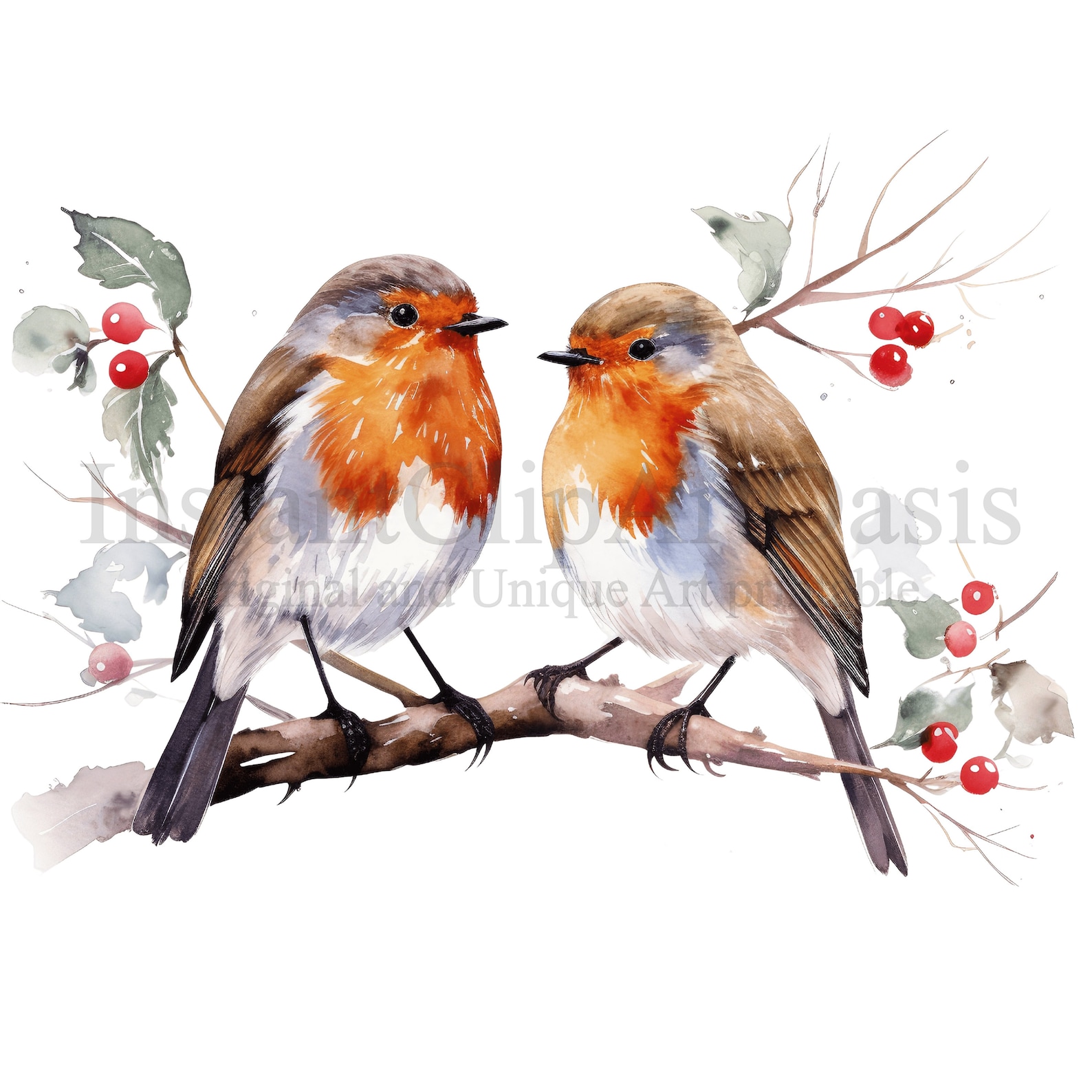 Winter Robins Clipart, 10 High Quality Pngs, Instant Digital Download ...