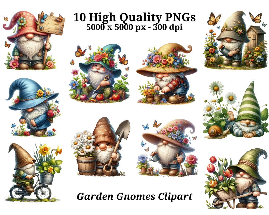 Gnomes Clipart Big Bundle, 80 High Quality Pngs, Nursery Art, Digital ...