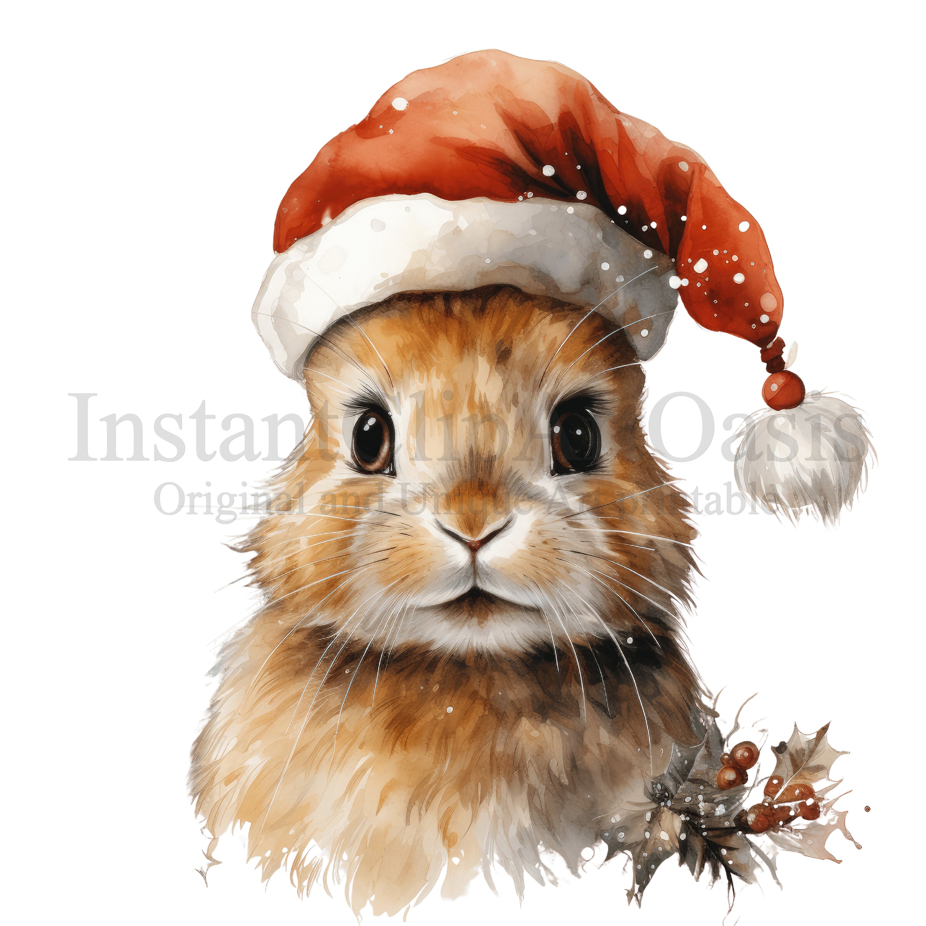 Christmas Bunny Clipart, 10 High Quality Pngs, Christmas Clipart, Card ...