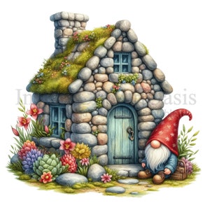 Gnome House Clipart, 10 High Quality Pngs, Nursery Art, Digital ...