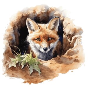 Fox in the Den Clipart - 10 High Quality Pngs, Digital Download, Card ...