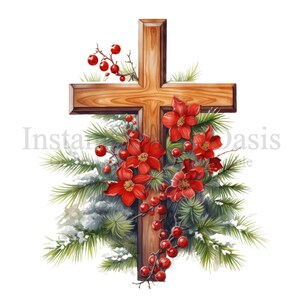 Christmas Cross Clipart - 10 High Quality Pngs, Christian Print ...