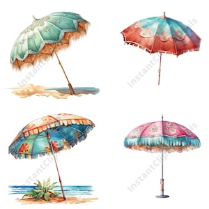 Beach Umbrella Clipart, 10 High Quality Jpgs, Art, Instant Digital ...