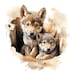 Wolf Cubs in the Den Clipart - 10 High Quality Pngs, Digital Download ...