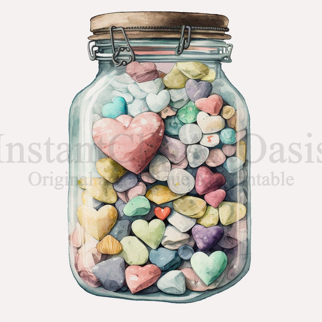 Jar of Hearts Clipart, 10 High Quality Jpgs, Art, Instant Digital ...