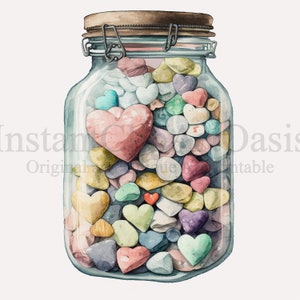 Jar of Hearts Clipart, 10 High Quality Jpgs, Art, Instant Digital ...