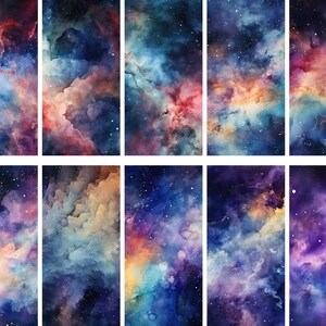 Watercolor Galaxy Backgrounds, 20 High Quality Jpgs, Digital Paper ...