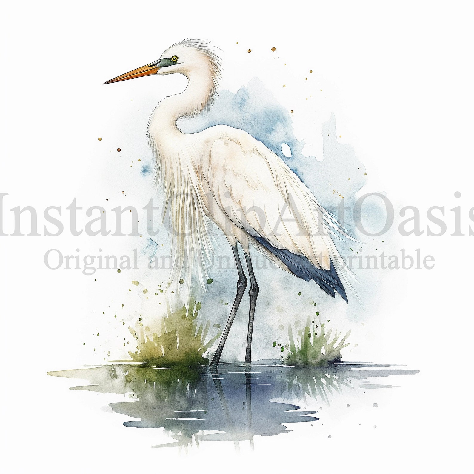 Egret Clipart, 10 High Quality Jpgs, Nursery Art, Instant Digital ...