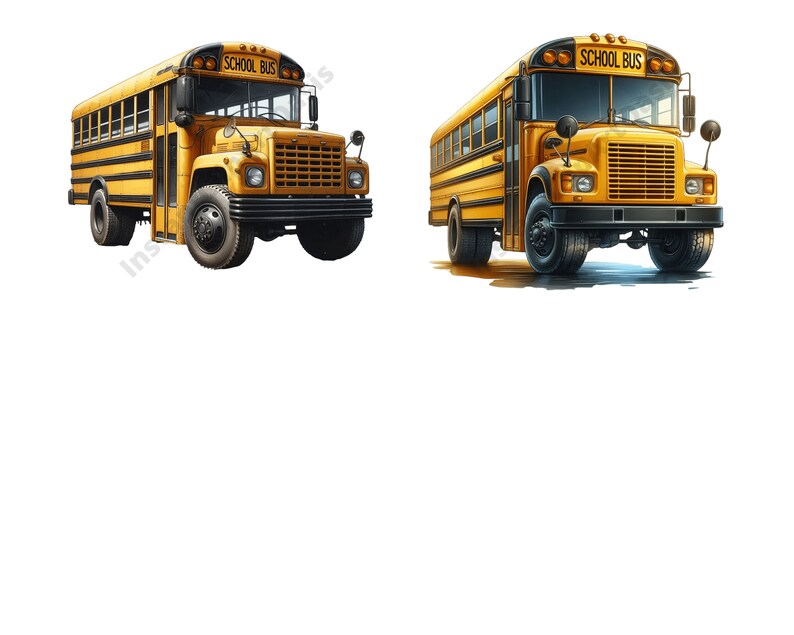 Vintage School Bus Clipart, 10 High Quality Pngs | Retro Yellow Bus ...