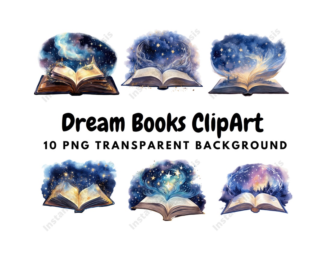 Dream Books Clipart, 10 High Quality Pngs, Instant Digital Download ...