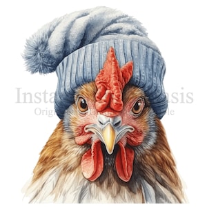 Chicken With Wooly Hat Clipart, 10 High Quality Pngs, Nursery Art ...