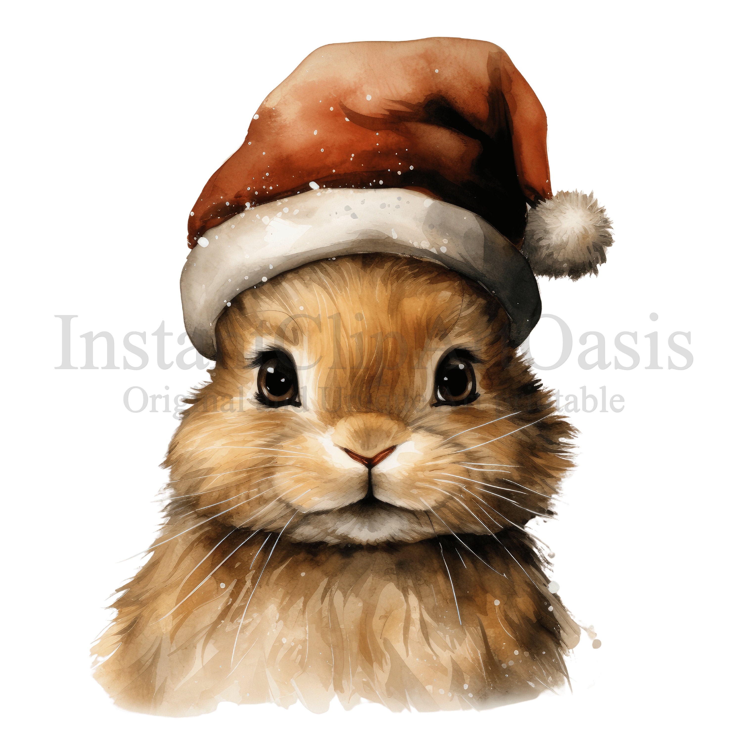 Christmas Bunny Clipart, 10 High Quality Pngs, Christmas Clipart, Card ...
