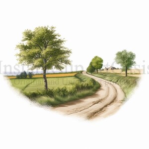 Country Lanes Clipart, 10 High Quality Jpgs, Watercolor Art, Digital ...
