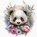Floral Pandas Clipart 10 High Quality Jpgs Nursery Art - Etsy