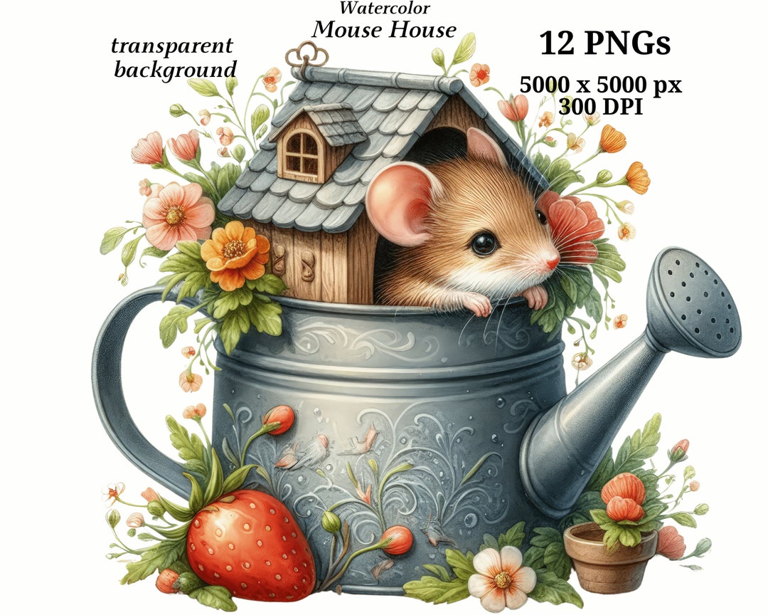 Mouse House Clipart - 12 High Quality Pngs, Digital Planners, Junk ...
