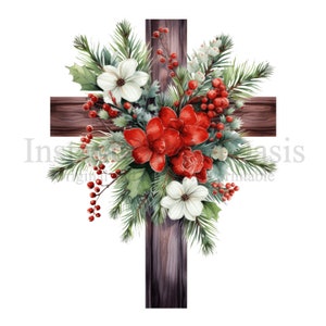 Christmas Cross Clipart - 10 High Quality Pngs, Christian Print ...