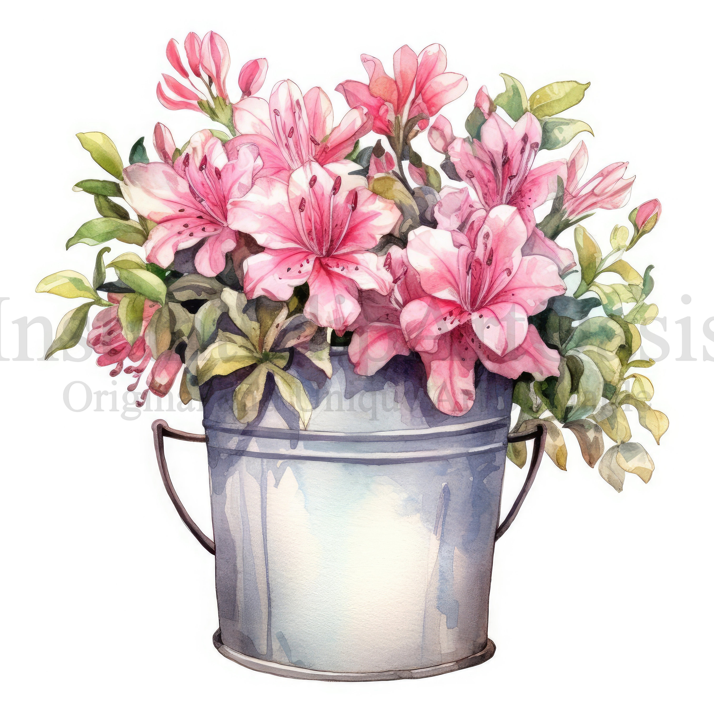 Azalea Bucket Clipart, 13 High Quality Jpgs, Card Making, Azalea Clip ...