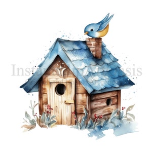 Winter Birdhouse Clipart, 10 High Quality Pngs, Instant Digital ...